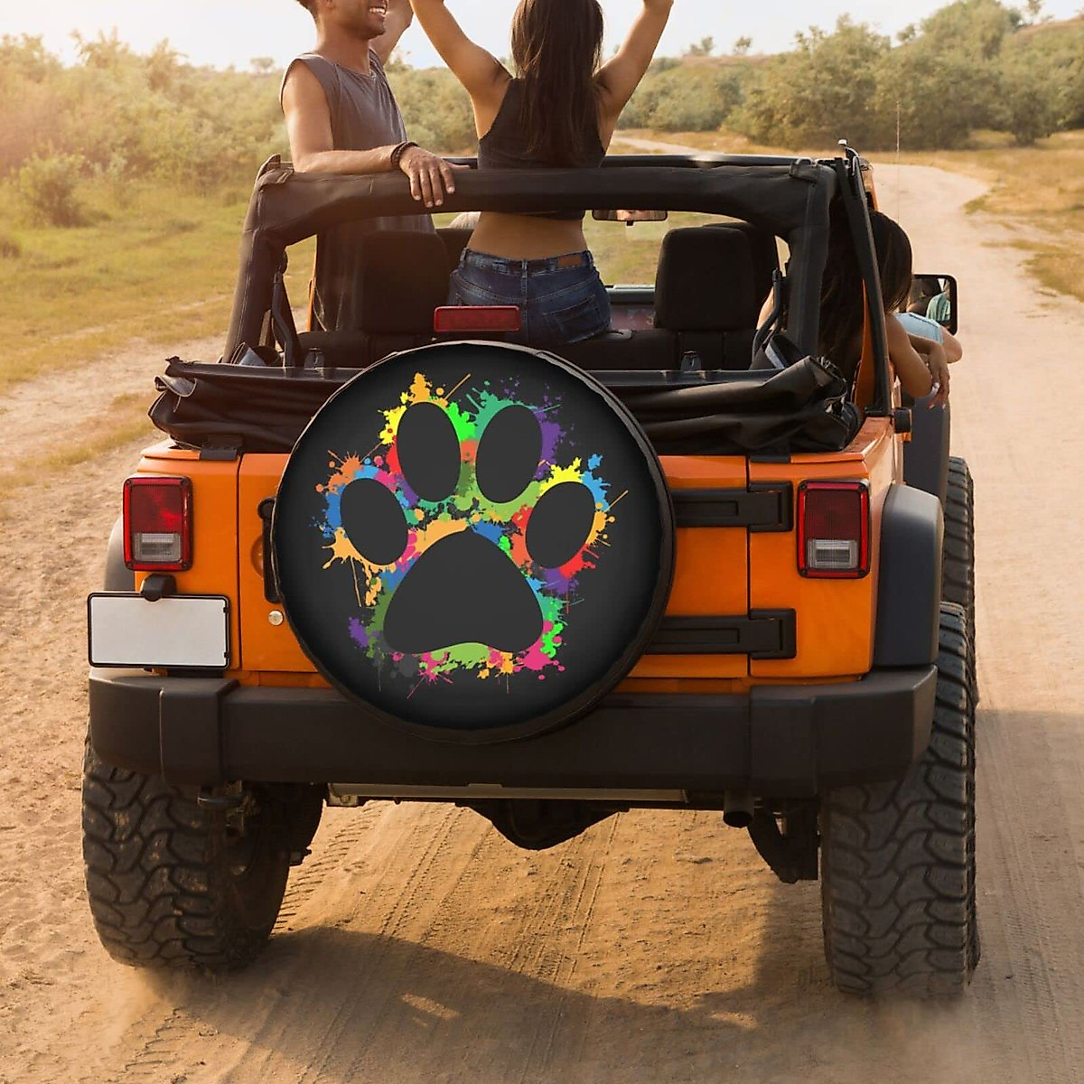 Foruidea Colorful Paw Spare Tire Cover Dust-Proof Wheel Tire Cover Fit Trailer, RV, SUV and Many Vehicle 17 Inch