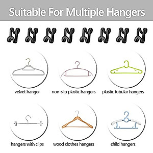 YEXEXINM 160Pcs Clothes Hanger Connector Hooks - Space Saving Hanger Extender Hooks，Plastic Mini Cascading Hanger Hooks Heavy Duty Hanger Extender Clips for Outfit Closet Velvet Wooden Hangers