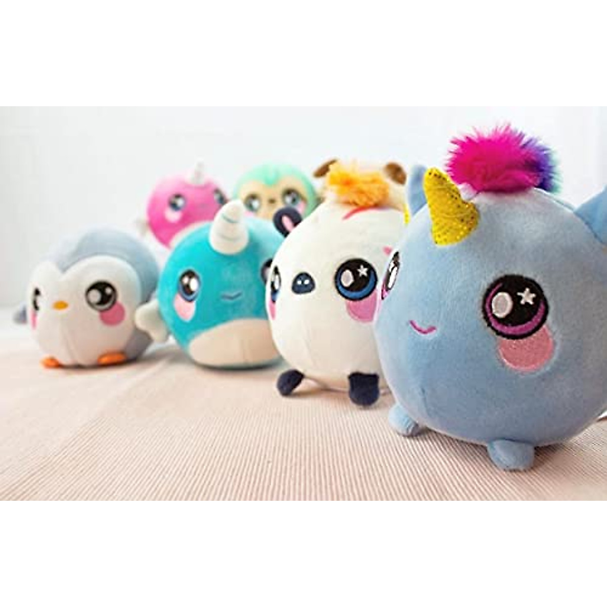 Squeezamals Mystery Black Box Collector Pack- 6 Exclusive Characters- The Mystery is 100% of The Fun! Perfect for Your Little One to Surprise with These Mini plushies! Peel and Reveal