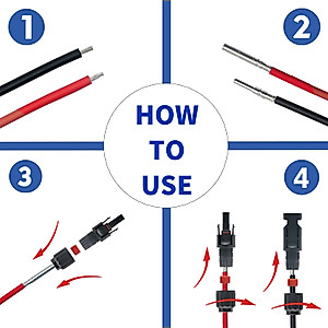 LiuTaoWMX 12 Pairs/24PCS Solar Connectors, IP67 Waterproof 1000V 30A Male & Female Solar Panel Cable Connectors (12AWG-10AWG)