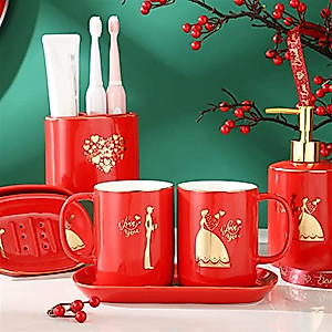 CZDYUF Toothbrush Set Couple Home Bathroom Mouthwash Cup Newly Married Bathroom Wash Set Ceramic