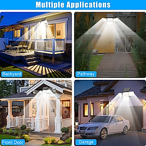 Solar Lights Outdoor, 250 LED 2500LM Security Motion Sensor Flood Light with 4 Adjustable Heads, IP67 Waterproof, 3 Modes & 300° Wide Angle Smart Outside Wall Light for Garden Pathway Garage, 2 Pack