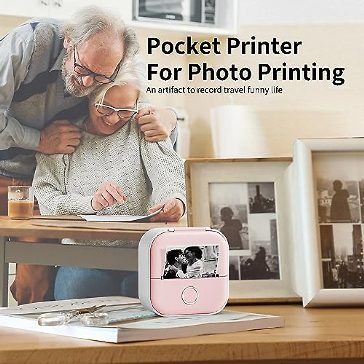 T02 Mini Pocket Sticker Printer - Portable Smart Photo Printer for iPhone, Thermal Mini Pocket Printer, Compatible with iOS&Android, Receipt Mobile Printer for Study, Journal, Notes
