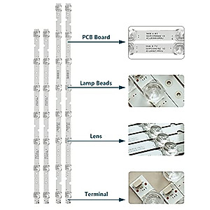 Qzanyee Life 4 Pcs Replacement Part LED Backlight Strips fit for TCL TV 55S421 55S423 55S425 55A460A 55P65US 55T4YP and Toshiba TV 55U3800C 55U3900C 55U5850C