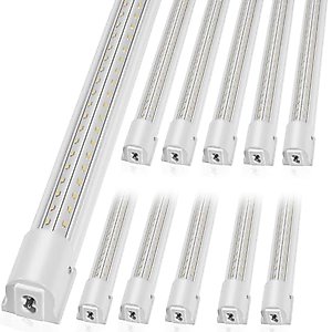 VEVOR 10 Pack LED Shop Light, 4 FT, 40W Linkable Shop Light Fixture, 5000 LM Ceiling Lights 59 in Power Cords with ON/Off Switch 48 in Connector Cables, for Garage Warehouse Home Workkshop and Office