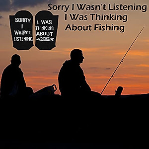 TSOTMO Fishing Socks Fisherman Fisher Gift Sorry I Wasn't Listening I Was Thinking About Fishing Socks Gift For Fishing Lover Fishing Father's Day Gift (Think Fish)