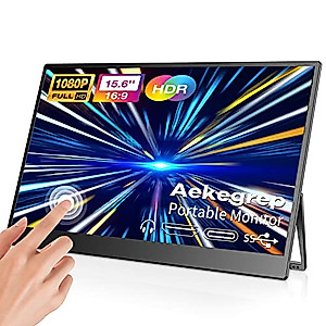 Aekegrep 15.6" Touch Screen Portable Monitor,Touch Screen Monitor FHD 1080P USB C HDMI IPS External Touchscreen Monitor Display Screen for Laptop PC Phone Mac Xbox PS5/PS4 Switch