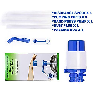 Qulable Manual Water Pump, Portable Water Jug Dispenser, BPA Free, 5 Gallon Water Pump with Cap Fits Most 2-6 Gallon Water Coolers for Camping, Sports, Family, School, Office