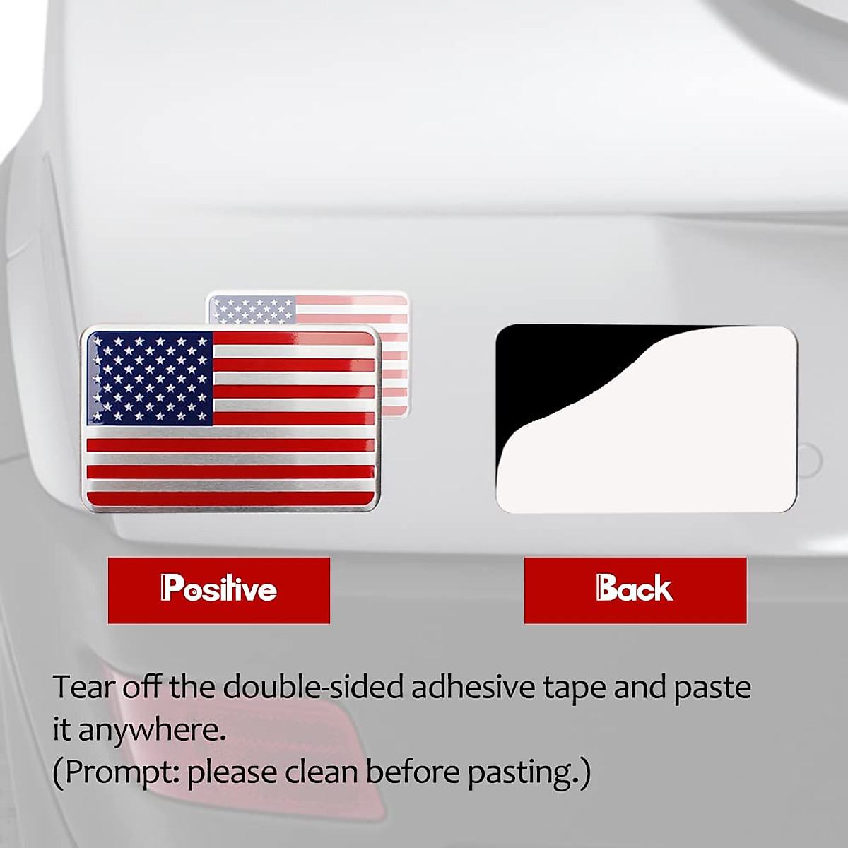 HAOBO 2PCS America Flag Stickers, American Flag Decals for Vehicles, Metal American Flag, Universal Car Decoration Accessories Embossed 3D Metal American Flag Car Decal for Car Truck SUV