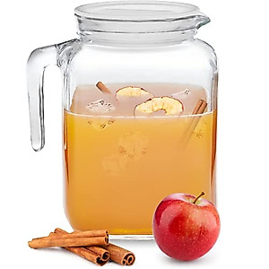 Bormioli Rocco Hermetic Seal Glass Pitcher With Lid and Spout [68 Ounce] Great for Homemade Juice & Cold Tea or for Glass Milk Bottles