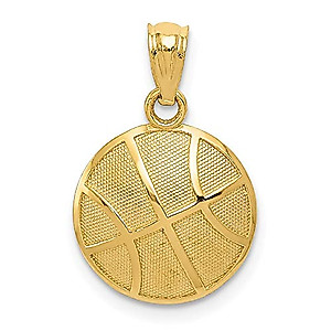 IceCarats 14K Yellow Gold Basketball Necklace Charm Sports Pendant Only