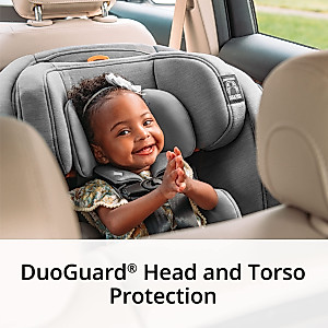 Chicco OneFit ClearTex All-in-One, Rear-Facing Seat for Infants 5-40 lbs, Forward-Facing Car Seat 25-65 lbs, Booster 40-100 lbs, Convertible| Obsidian/Black