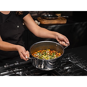 HexClad Hybrid Nonstick Dutch Oven, 5-Quart, Stainless Steel Lid, Dishwasher and Oven Safe, Induction Ready, Compatible with All Cooktops