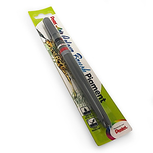 Pentel Refillable Colour Brush Pen - Nylon Tip – Grey Barrel – Grey Ink - Pigment Edition