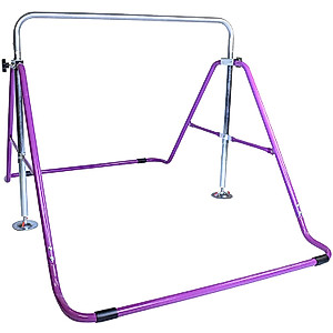 X Factor Kids Gymnastics Bar w 2x6 Tumble Mat Jungle Gym Horizontal Kip Bar Junior Training Height Adjustable Children Monkey Bars Folding Climb Tower Balance Bar Asymmetric Bar Playground (Purple)