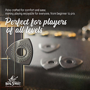 Bog Street Axe Cut Thin Guitar Pick Pack Of 6 - Made in USA Ergonomic Guitar Picks Thin, Non Slip Light Guitar Picks, Black Color