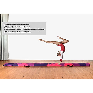 Marfula 6 FT / 8 FT / 9 FT Folding Gymnastics Beam Foam Balance Floor Beam - Extra Firm - Suede Cover - Anti Slip Bottom with Carry Bag For Kids/Adults Home Use (Pink Purple-Camo, 6 FT)