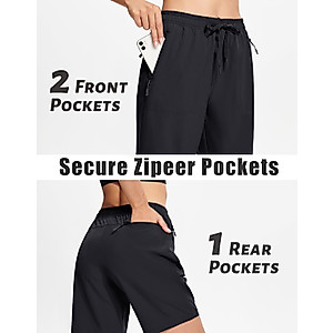 MAGCOMSEN Hiking Shorts Woman Lightweight 8 Inch Inseam with Pockets Water Resistant Running Shorts Black M