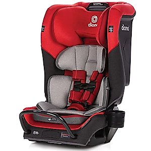 Diono Radian 3QX 4-in-1 Rear & Forward Facing Convertible Car Seat, Safe+ Engineering 3 Stage Infant Protection, 10 Years 1 Car Seat, Ultimate Protection, Slim Fit 3 Across, Red Cherry