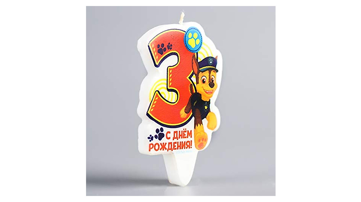 Paw Patrol Digit 3 Cake Topper Candle for Parties