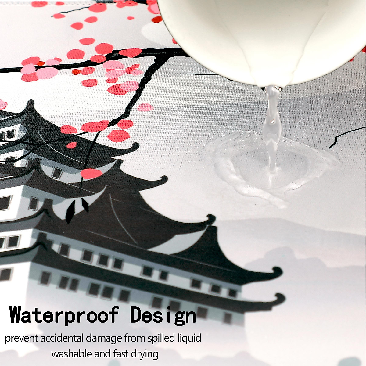 Japanese Cherry Blossom Gaming Mouse Pad 31.5x11.8in Pink Full Desk Japanese Sakura Gaming Mouse Pad Large Non-Slip Rubber Base Waterproof Big Keyboard Mat with Stitched Edges for Gaming Office