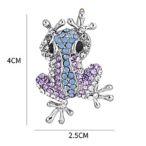 Guoshang Women Crystal Frog Brooch Pin Forg Rhinestone Lapel Pin for Coats Jackets Sweaters Accessories,Blue,1 Pc