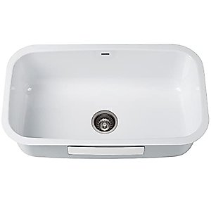 KRAUS KEU-14WHITE Pintura 16 Gauge Undermount Single Bowl Enameled Stainless Steel Kitchen Sink, 31 1/2-inch, White