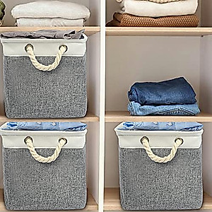 Jizfmion 12x12 inch Storage Cubes,Foldable Storage Bins 3-Pack,Decorative Fabric Organizer bin for Shelves,Clothes,Toys,Blankets,Office