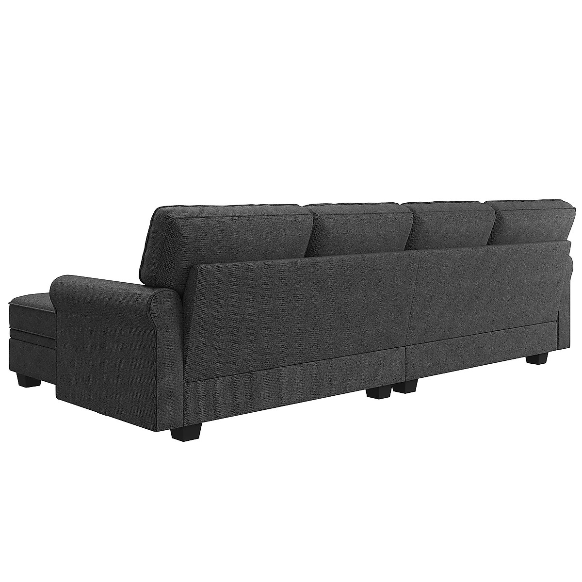 HONBAY U Shaped Sectional Couch with Storage Seat, Reversible Chaise, Convertible for Living Room, Dark Grey