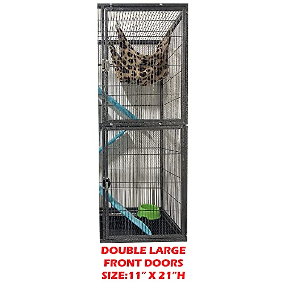 Extra Large Two Full Story Tight 1/2-Inch Bar Spacing Double Large Front Doors for Feisty Ferret Chinchilla Rat Mouse Hamster Gerbil Small Animals Critters Rolling Stand Cage