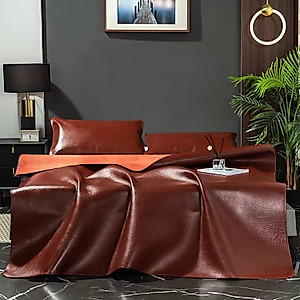 ellis FIBRE Cowhide Summer Sleeping Mat，3-Piece Real Cowhide Mat Foldable Summer Bed Mat Cool Sleeping Mattress Cooling Bed for Home School Dormitory 180x200cm