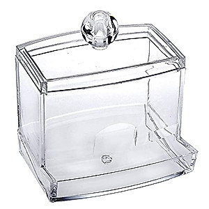 GOTOTOP Swab Storage Dispenser,Cotton Ball Holder, Plastic Cotton Swab Pad Storage Holder Box with Lid, Makeup Organizer Container for Bathroom Bedroom, Clear Organizer