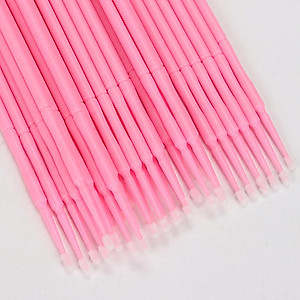 BlingKingdom 100pcs Micro Applicators Brushes Disposable Eyelash Extension Make Up Mascara Brushes for Eyelash Extension - Pink