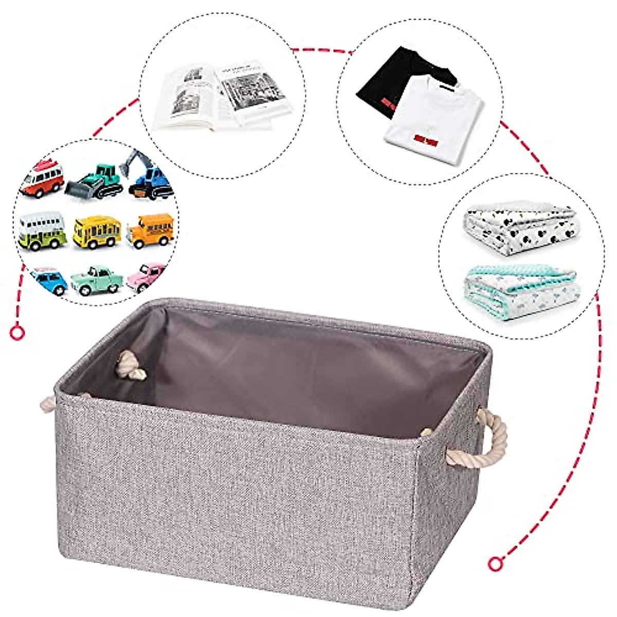 TENABORT 6 Pack Large Storage Basket Bin, Foldable Fabric Storage Cube Box Canvas Collapsible Cloth Organizer Containers with Handles for Home Office Clothes Closet, Gray