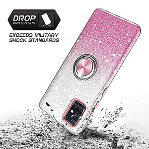 Samsang Galaxy A51 Case,Nicelycase Bling Sparkly Glitter Cute Phone Case for Women Girls with Kickstand,Slim Fit Drop Protection Shockproof Cover for Samsung Galaxy A51 - Pink