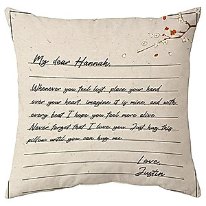 Hyturtle Personalized Love Letter Throw Pillow (Insert Included) Long Distance Gifts for Her Girlfriend Wife Him Boyfriend Husband - Valentine's Day Anniversary - Customized Cushion Home Decor Pillow