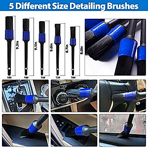 25PCS Car Detailing Brush Kit, Cleaning Detail Brushes Set with Car Dash Duster Brush, Car Cleaning Supplies Interior Exterior Brushes Kit (Wash Mitt, Towels, Polishing Pads, Cleaning Gel and Sponge)