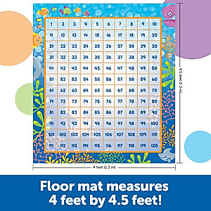 Learning Resources Make a Splash 120 Mat Floor Game, Addition/Subtraction - 136 Pieces, Ages 6+ Math Games for Kids, Educational Games