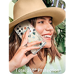 i-Blason Cosmo Series for Samsung Galaxy S23 Ultra Case 6.8" (2023 Release), [Fingerprint ID Compatible] Slim Full-Body Stylish Protective Case with Built-in Screen Protector (Flower Paint)