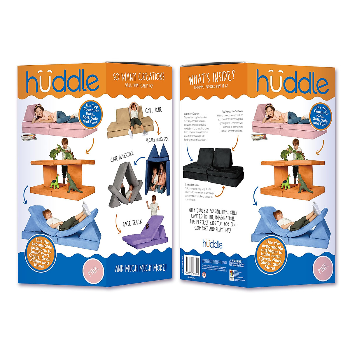 Hunter Huddle Kids Foam Play Pink Modular Couch