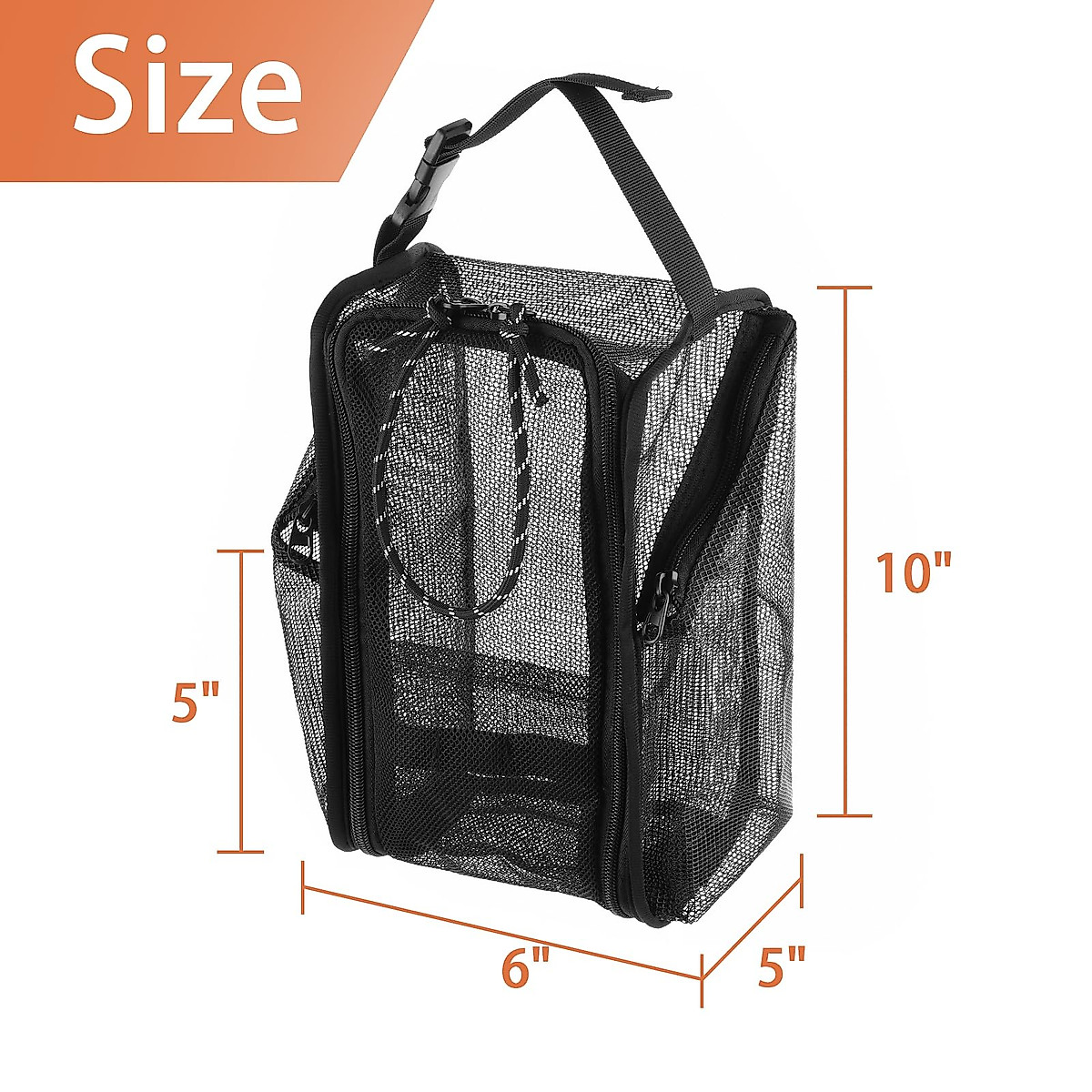 Cosmos Mesh Shower Caddy Toiletry Organizer Hanging Shower Tote Bag, Quick Dry Shower Organizer Portable Bath Bag with Durable Zippers & Side Pockets for Travel, Gym, Swimming, Beach and Camp