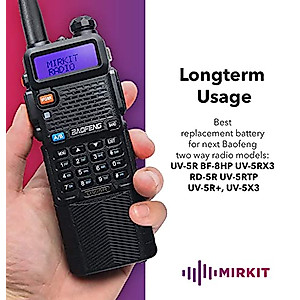 Mirkit Baofeng Accessories Set: Baofeng Battery BL-5L 3800mah with Baofeng USB Charging Cable Compatible with Baofeng UV- 5R MK2 MK3 MK4 MK5 BF-F8HP UV-5RX3 RD-5R UV-5RTP UV-5X3 by Mirkit Radio