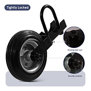 Dawod Gate Wheel for Metal Swing Gate with 1-3/8" Thru 2-1/8" Gate Frames, Gate Support Wheel for Chain Link Fence, Prevent Gate from Dragging, Black(1 Pack)