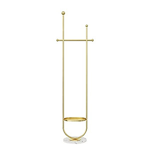TJLSS Metal Hanger Marble Hanger Floor Bedroom Living Room Hanging Clothes and Simple ( Color : Gray , Size : 195*33*4cm )