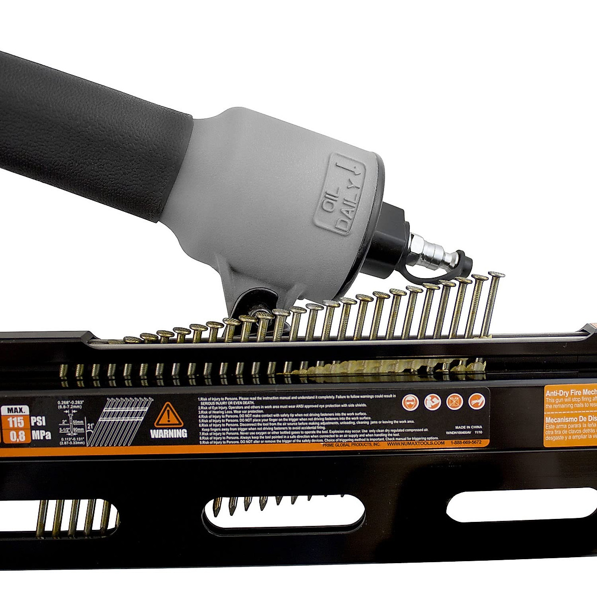 NuMax SFR2190WN Pneumatic 21 Degree 3-1/2" Full Round Head Framing Nailer with Nails (500 count)