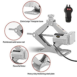 TYAYT Electric Car Jack Kit 3 Ton 12 Volt Automotive Jack, Electric Scissor Jack for Car Sedan and SUV, Portable Car Jack for Tire Change and Road Emergencies, Lifting Range 5.5 to 16.54 Inch (Gray)