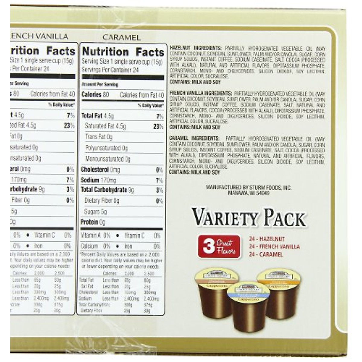 Grove Square Cappuccino Variety Pack, 72 Single Serve Cups
