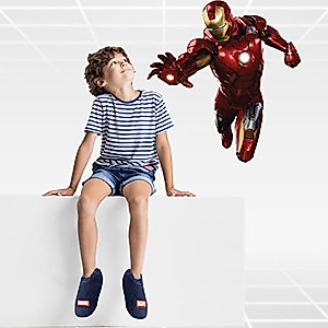 Marvel Socks and House Slippers, Captain America Fuzzy Baba House Slipper Socks for Kids, Grippers, 2-Pack Kids Fuzzy Socks