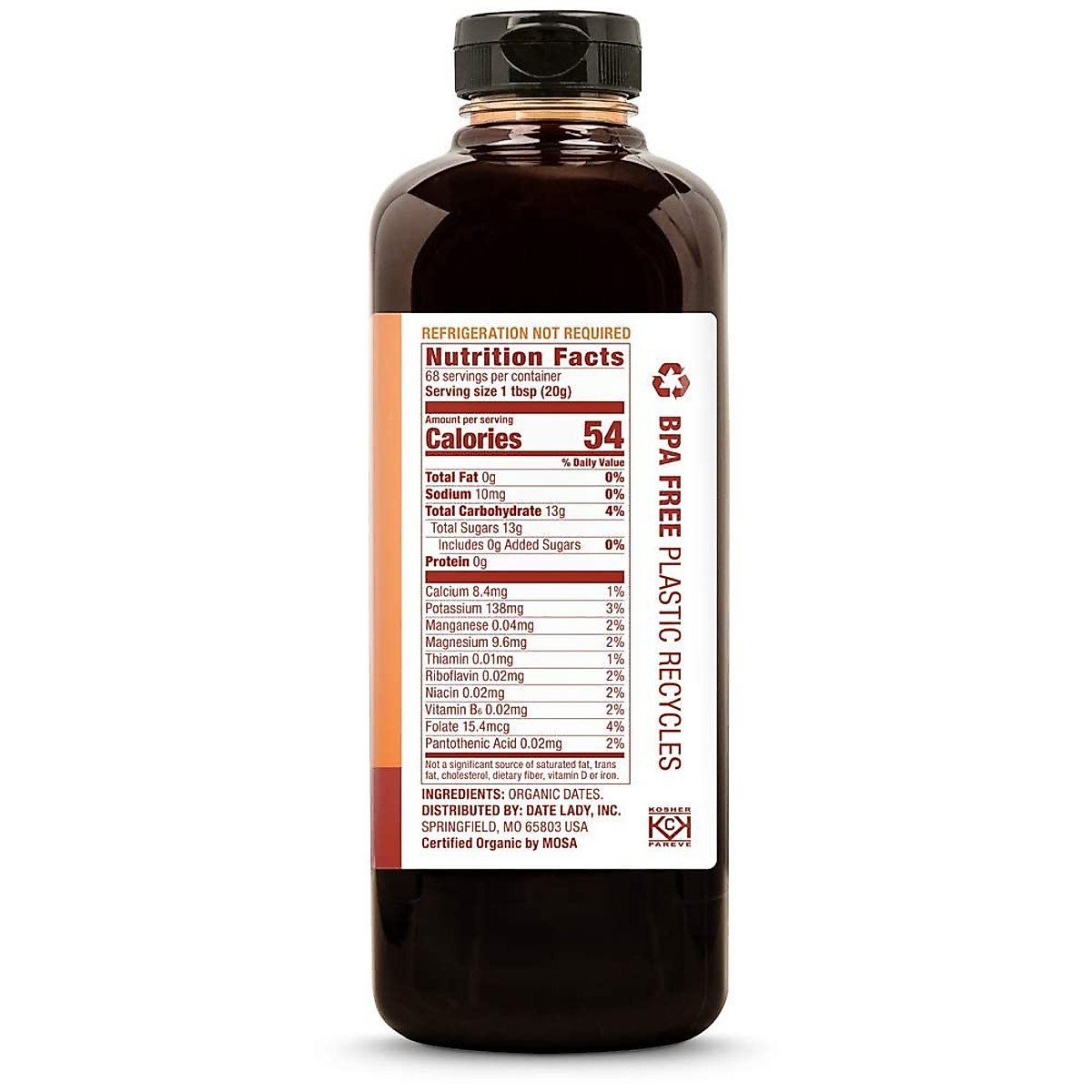 Date Lady Date Syrup 3 lb Squeeze Bottle | 1 ingredient: 100% Organic Dates. Vegan, Paleo, Gluten-free & Kosher | Also Known As Silan, Date Honey and Date Nectar | Sugar Substitute
