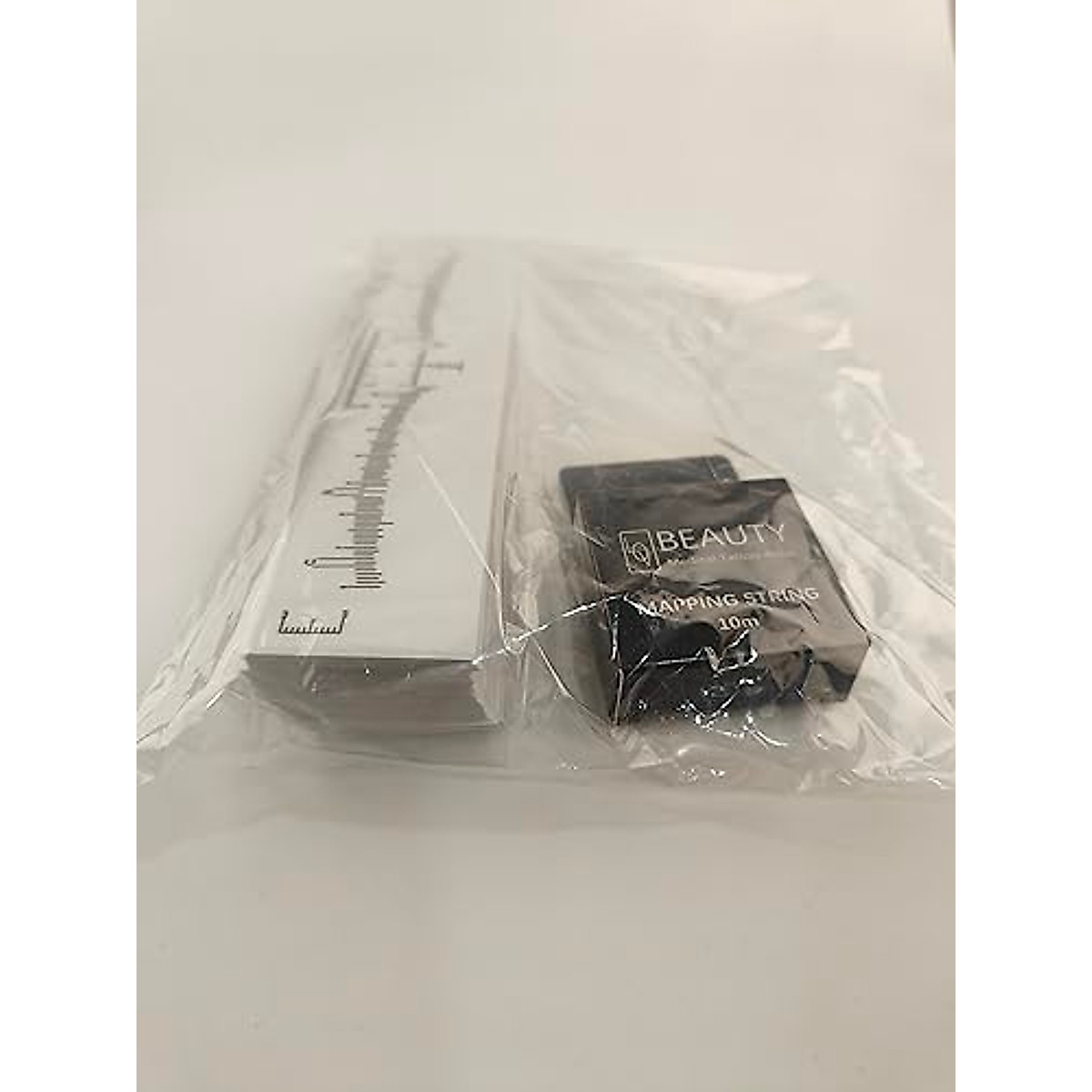 Kalolary 100 Pack Eyebrow Ruler with 1 Box 10M Premium Eyebrow Mapping Ink String Pre-Inked Microblading String for Eyebrow Mapping Ultra-Thin Mess-Free for Marking Symmetrical Eyebrows